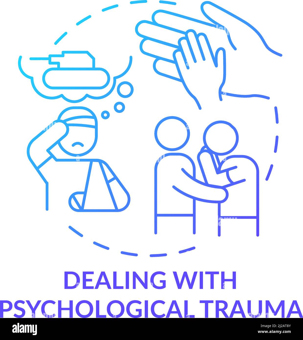 Dealing with psychological trauma blue gradient concept icon Stock ...