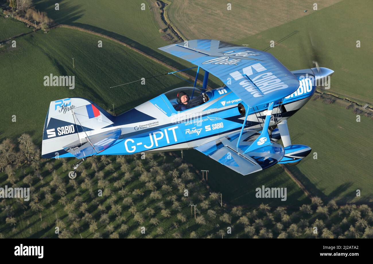 Air to Air image of Rich Goodwin in his Jet Pitts which has 2 jet ...