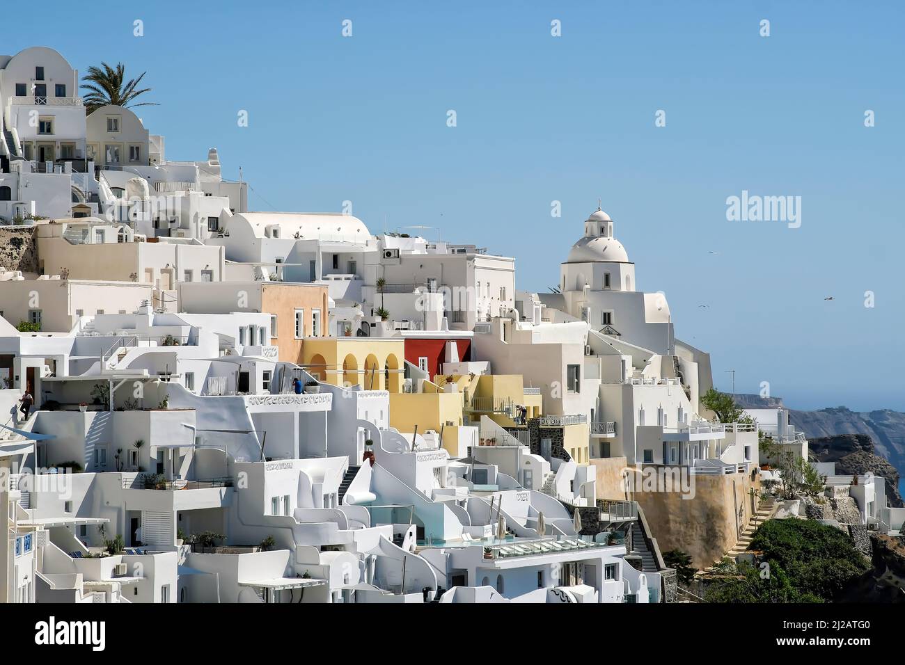 Panoramic view of the picturesque village of Fira Santorini with its ...