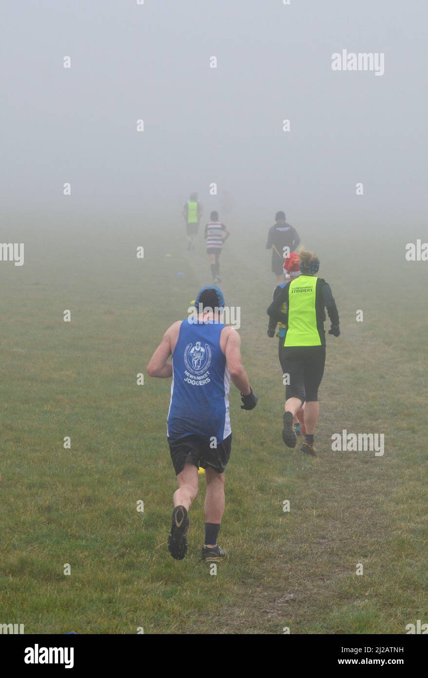 group of club runners in misty conditions haverhill suffolk england ...