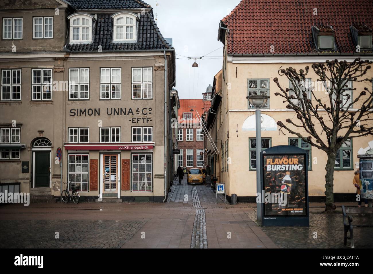 The city of Helsingor, Denmark located along the shoreline of the ...