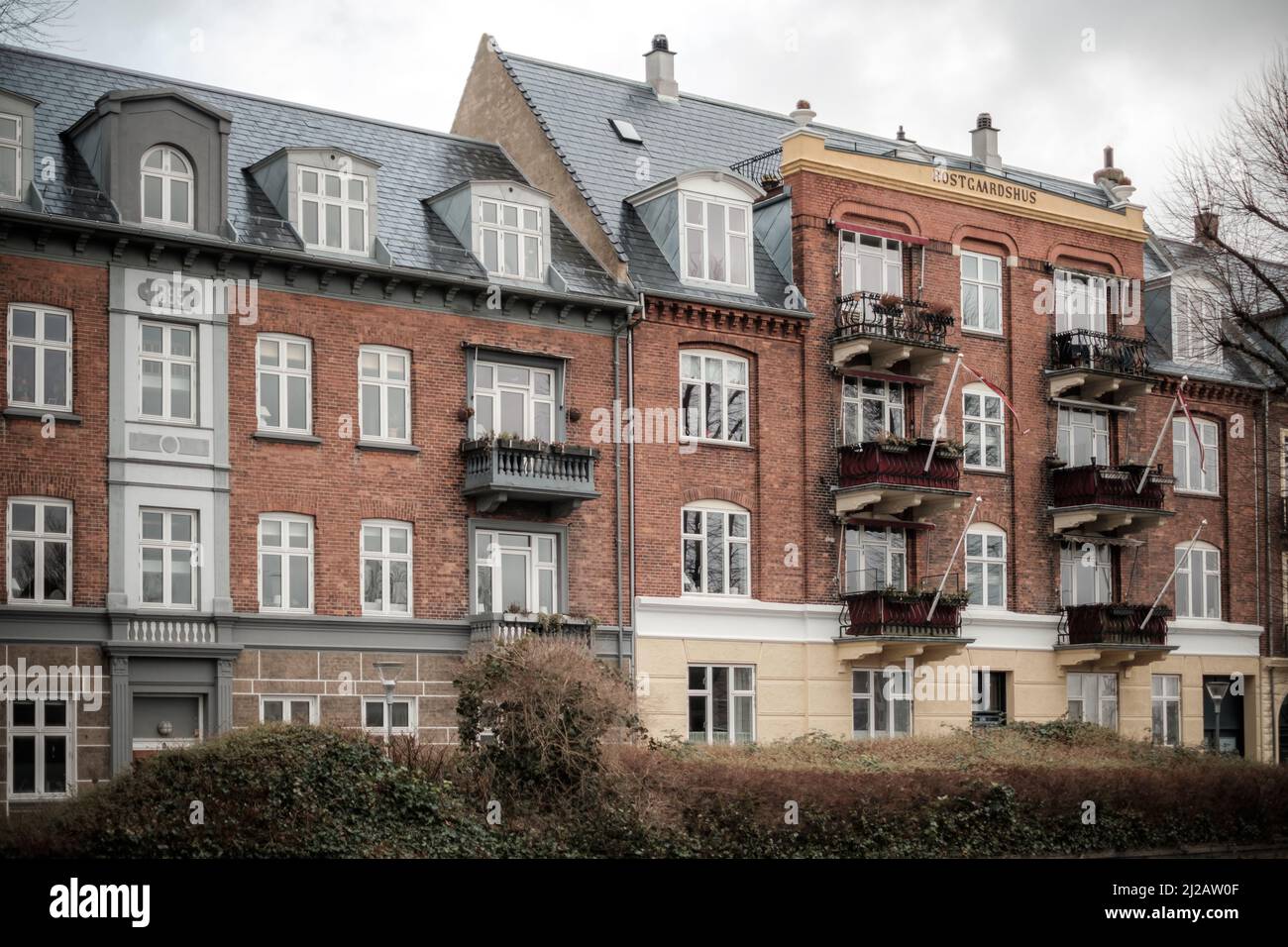 The city of Helsingor, Denmark located along the shoreline of the ...