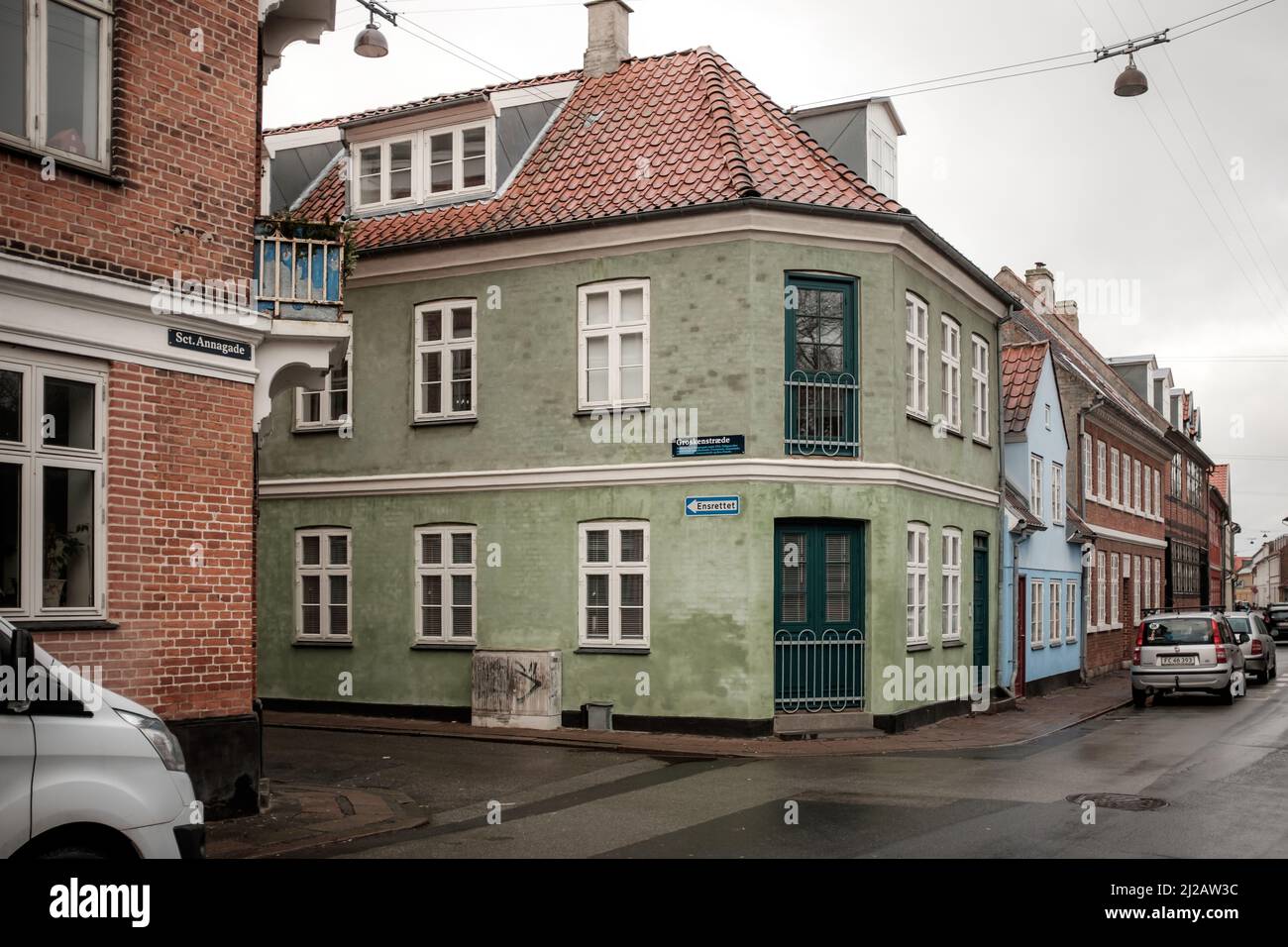 The city of Helsingor, Denmark located along the shoreline of the ...