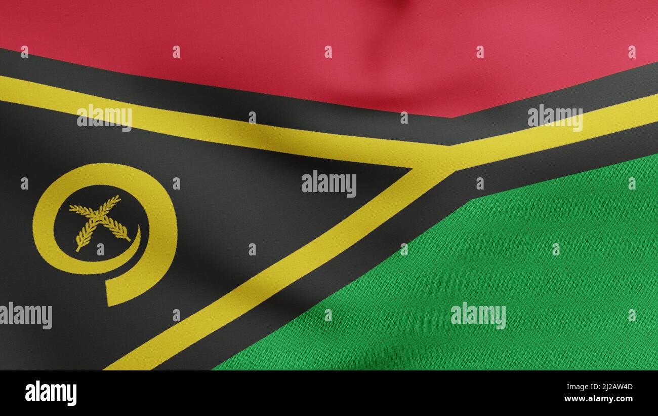 National flag of Vanuatu waving 3D Render, Republic of Vanuatu flag ...
