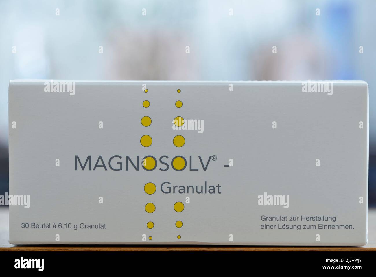 Magnesium supplement Magnosolv-Granulat Stock Photo - Alamy