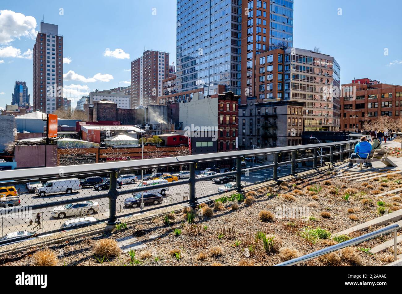 The High Line Rooftop Park, Chelsea, New York City during sunny winter ...