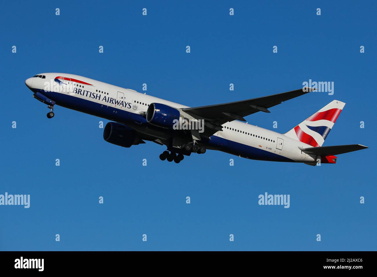 A Boeing 777 operated by British Airways departs from London Heathrow ...