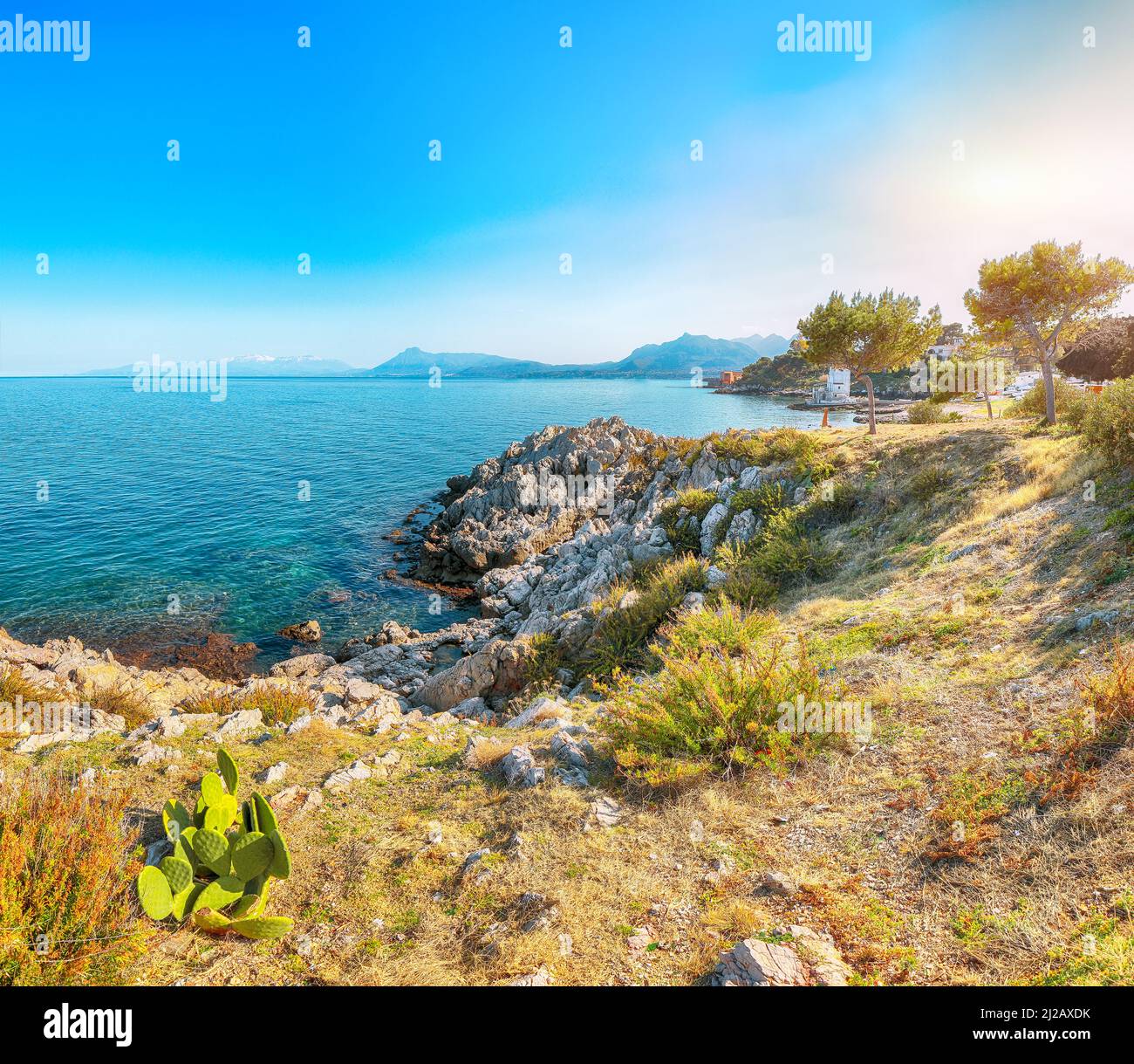 Gorgeous sunny day over Sant'Elia village. Popular travel destination ...