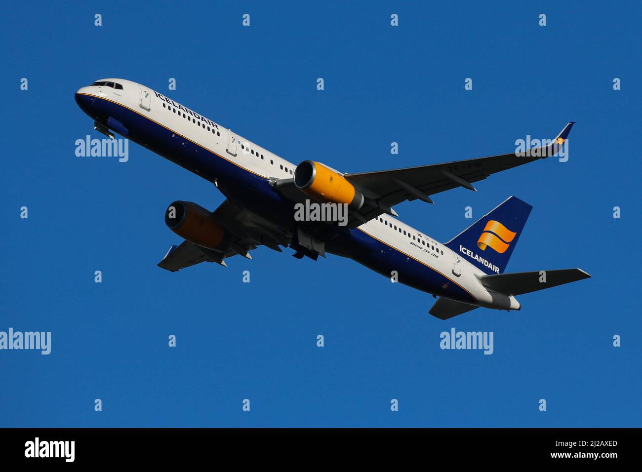 A Boeing 757 operated by Icelandair departs from London Heathrow ...
