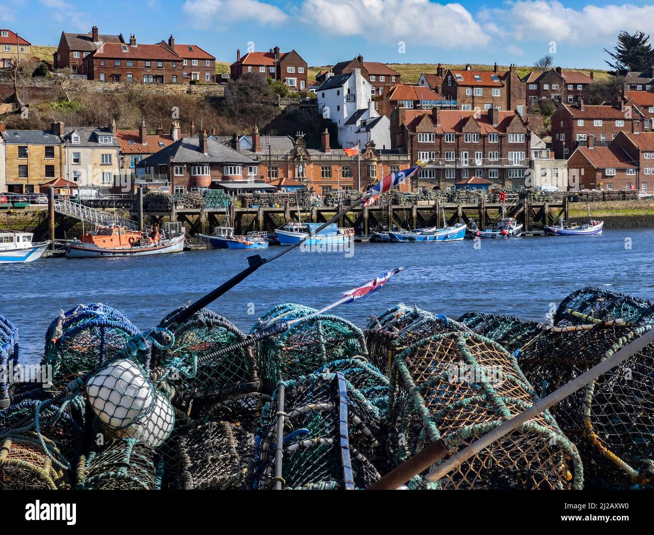 The port of Whitby on the North Yorkshire coast in the northeast of ...