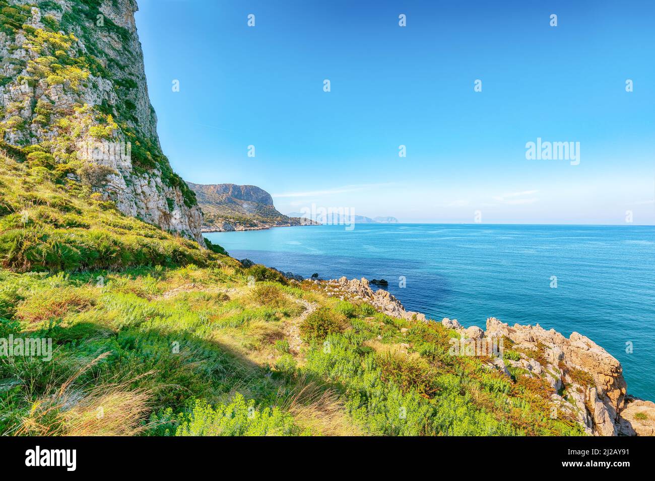 Stunning sunny day over Capo Zafferano. Popular travel destination of ...