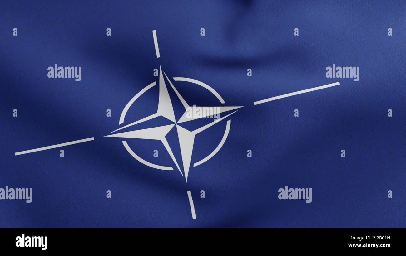North Atlantic Treaty Organization flag waving 3D Render, Flag of NATO ...