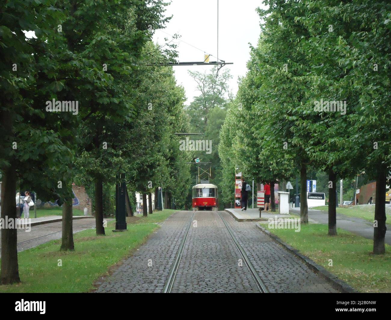 Traditional Cable Car in Prague old town Stock Photo - Alamy