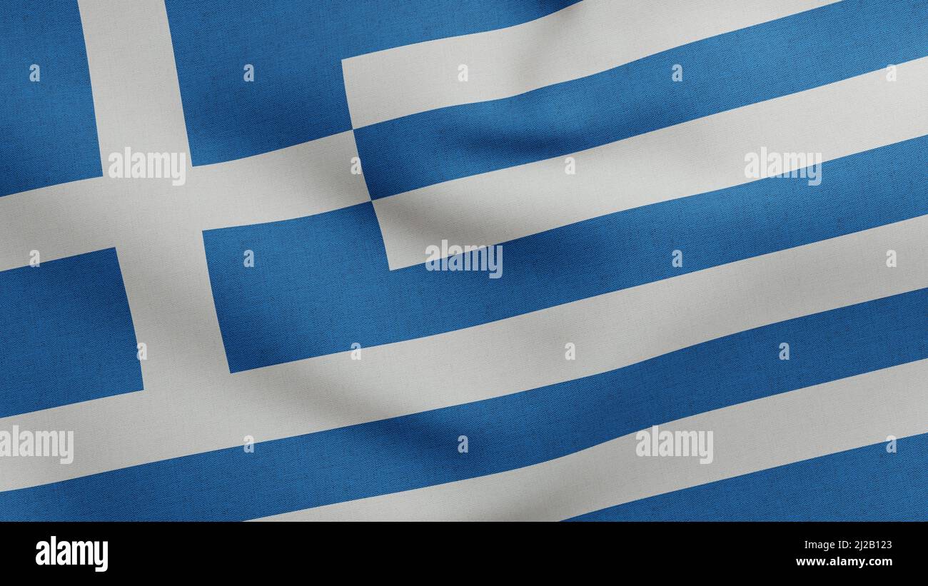 National flag of Greece waving 3D Render, Flag of the Hellenic Republic ...