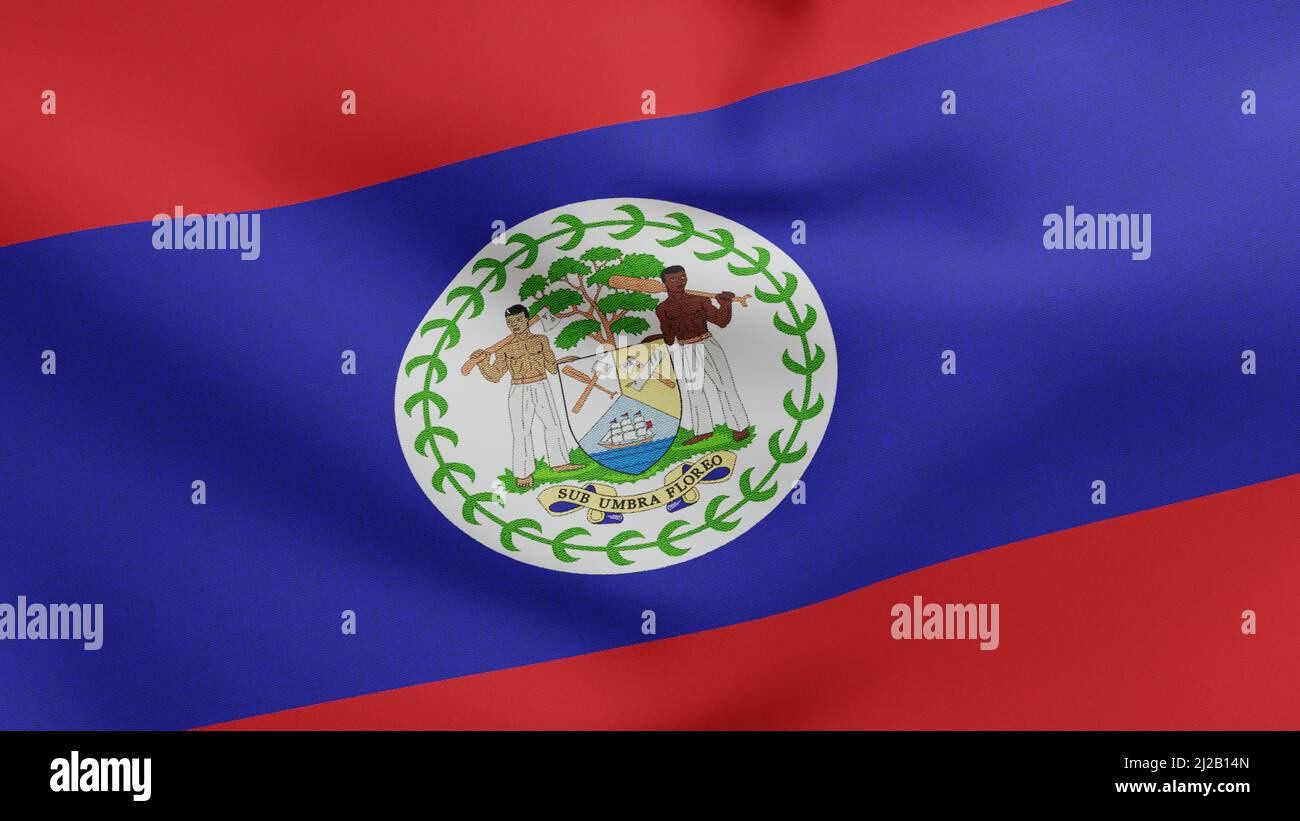 National flag of Belize waving 3D Render, independence day Belize was ...