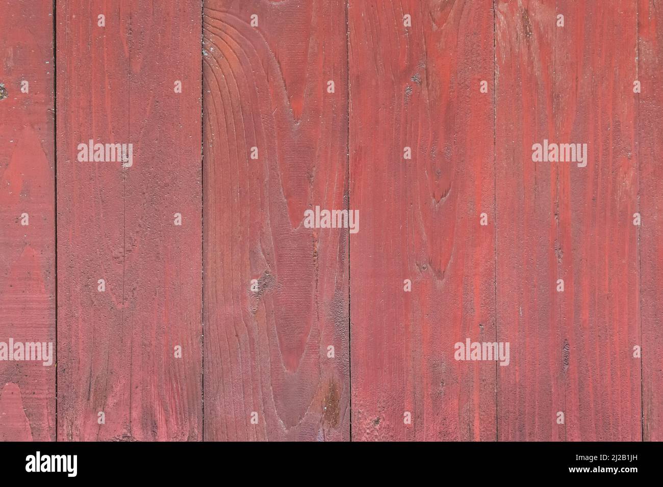 Old wooden worn fence boards weathered texture in peeling red paint ...