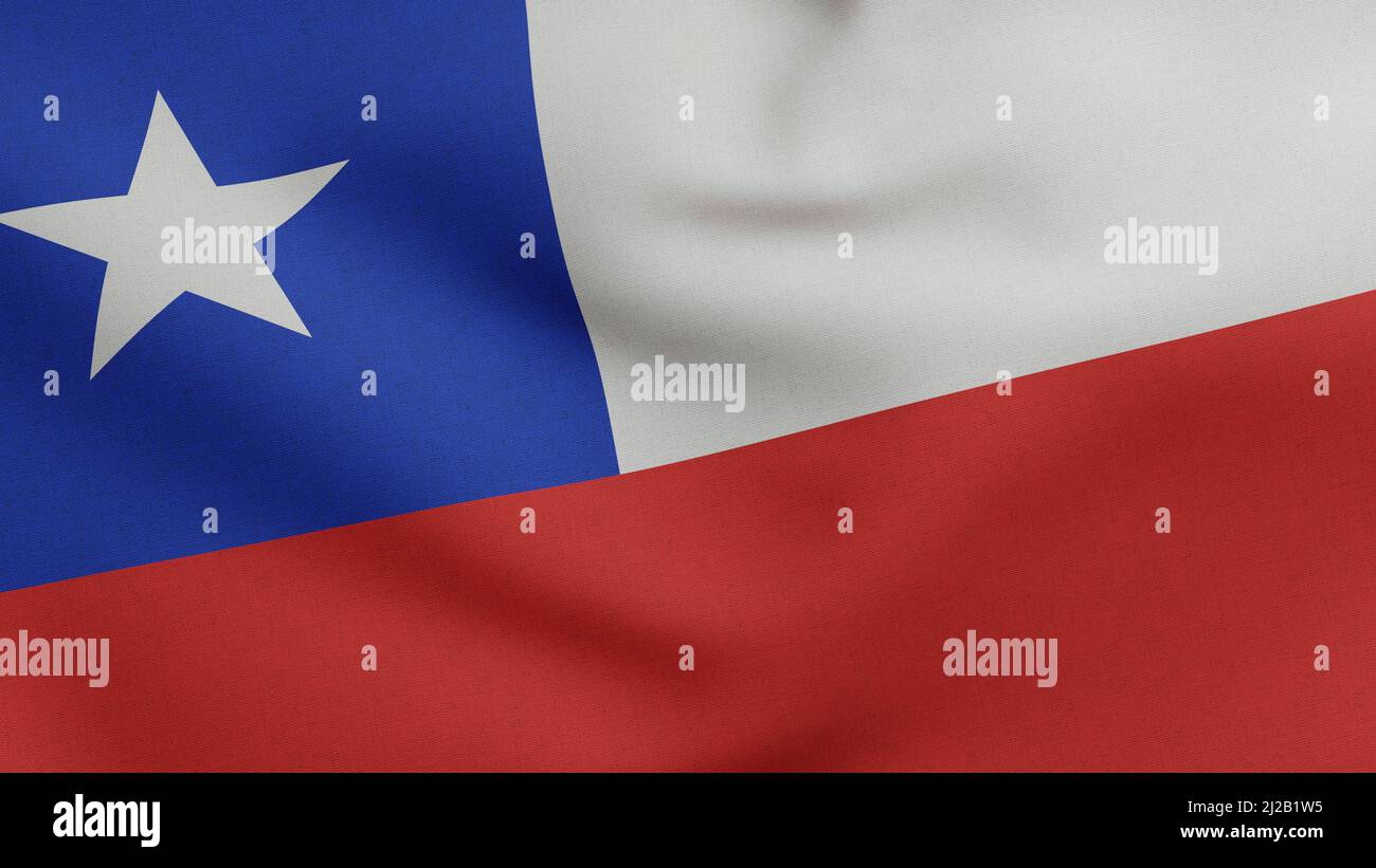 National flag of Chile waving 3D Render, La Estrella Solitaria or The ...