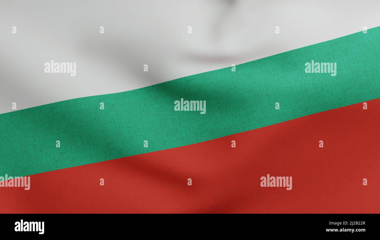 National flag of Bulgaria waving 3D Render, zname na Balgariya or ...
