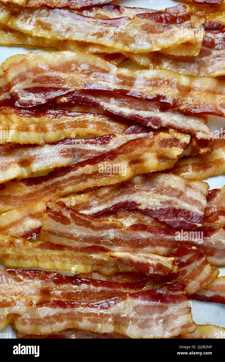 Full frame of bacon, top down view Stock Photo - Alamy
