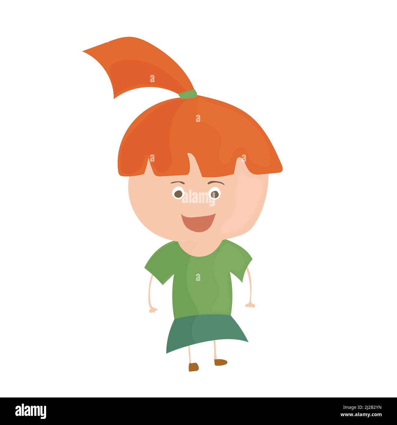 Cute smiling girl in cartoon style. Isolated on white background ...