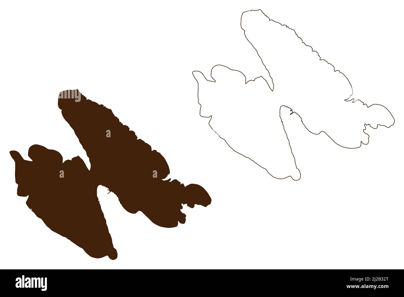 Ist island (Republic of Croatia, Adriatic Sea) map vector illustration ...