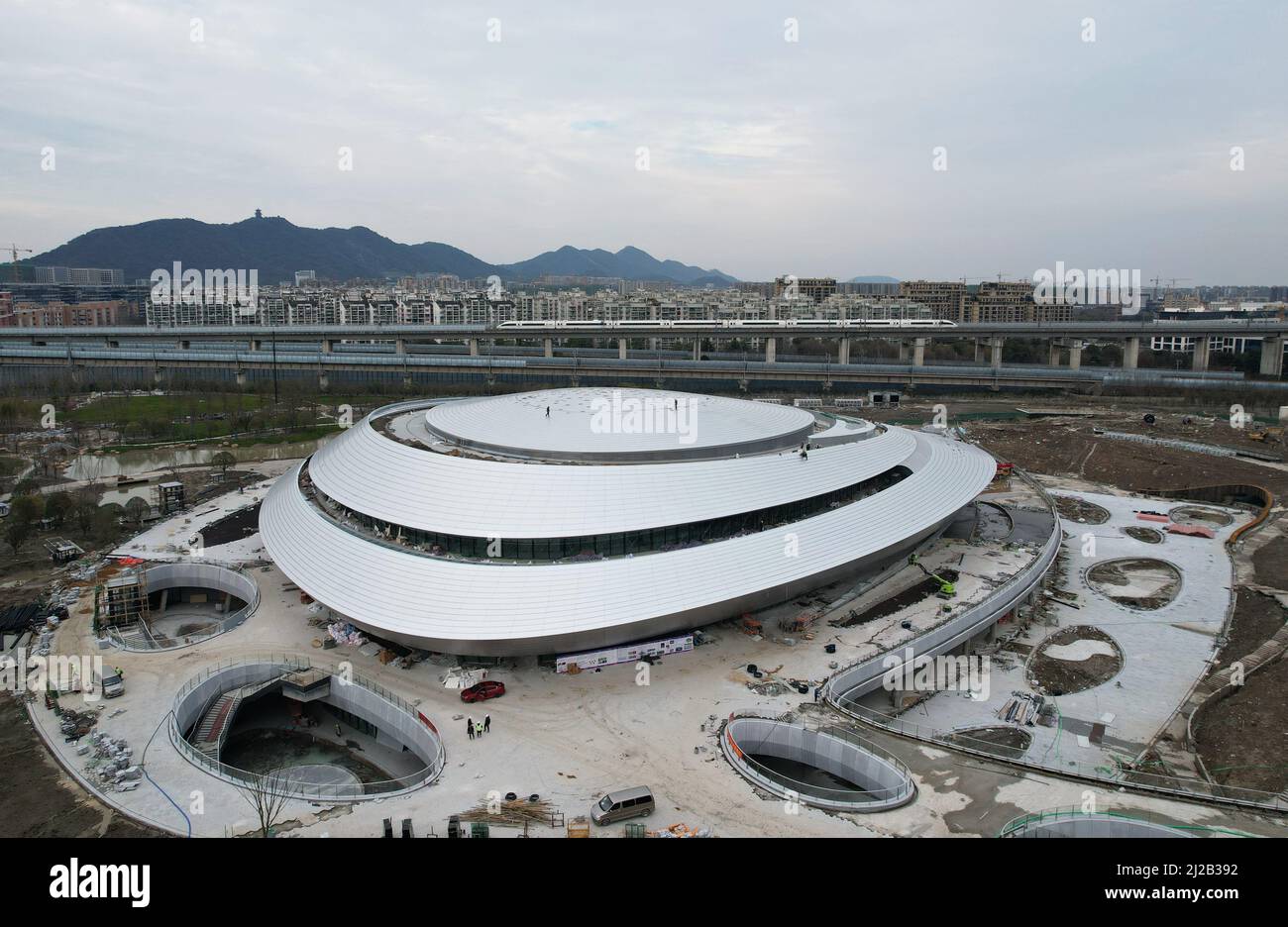 An aerial view of the Esports Stadium of the Asian Games in Hangzhou ...