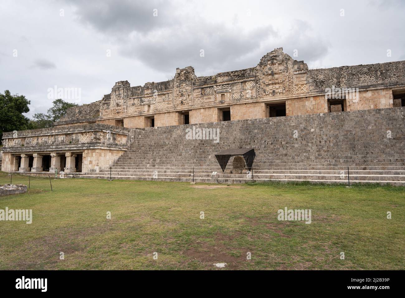 Uxmal temple complex in Yucatan, Mexico, grey sky, no people Stock ...