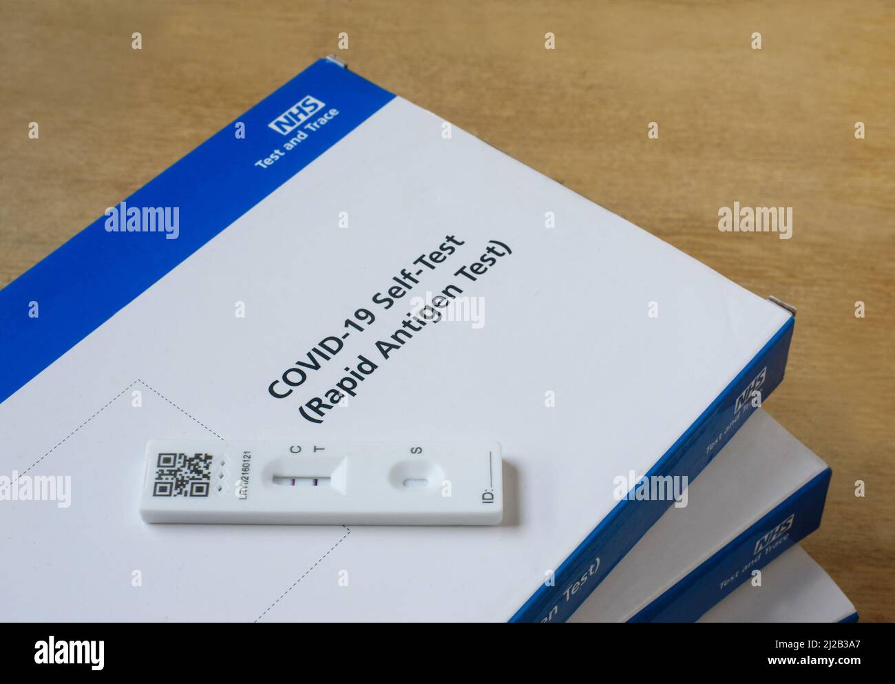 31st March 2022, England: A set of NHS lateral flow with a test result ...