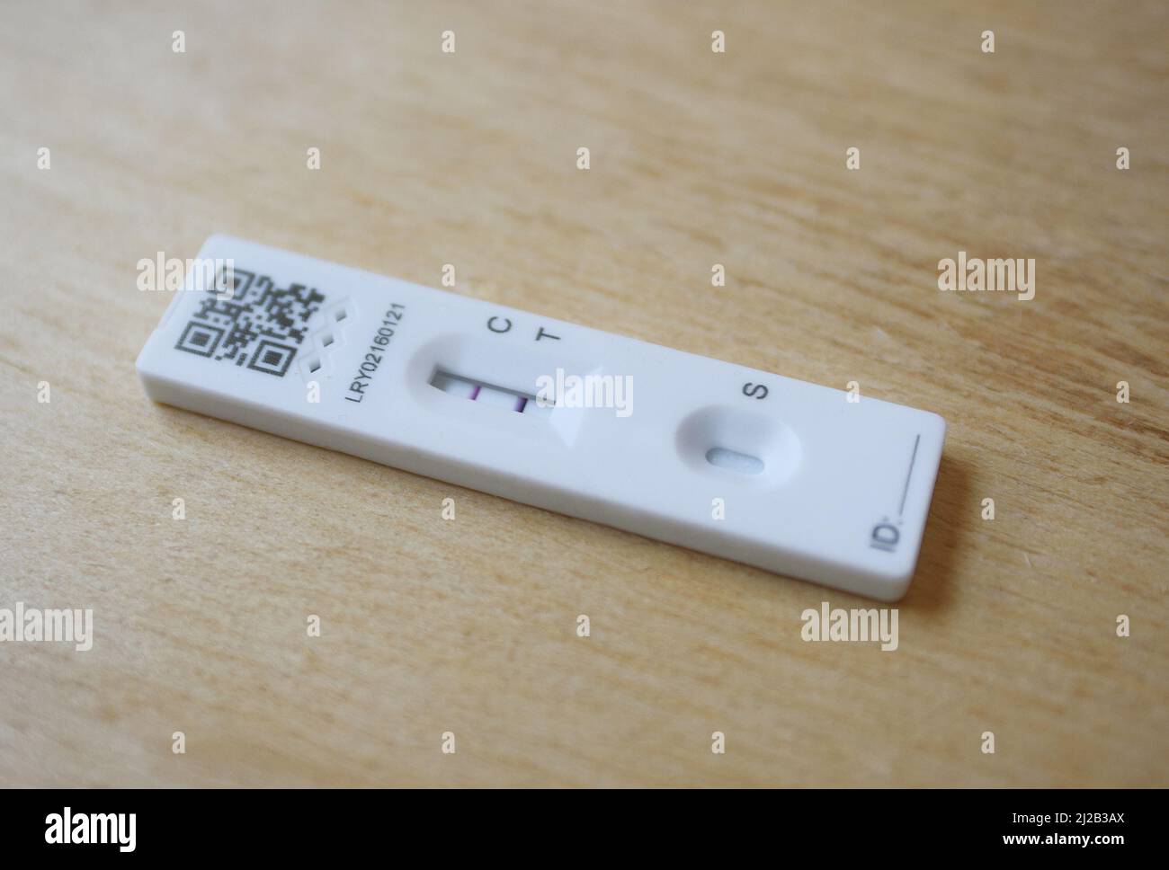 31st March 2022. An NHS lateral flow Test kit results indicator showing ...