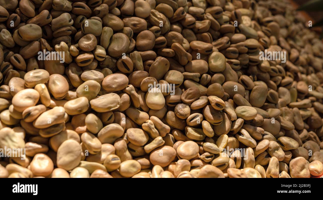 Dried fava beans food background Stock Photo - Alamy