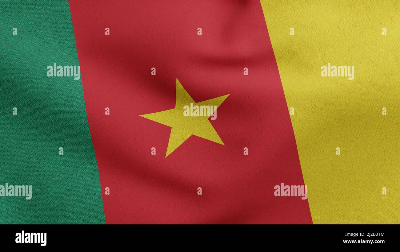 National flag of Cameroon waving 3D Render, Cameroonian flag or drapeau ...