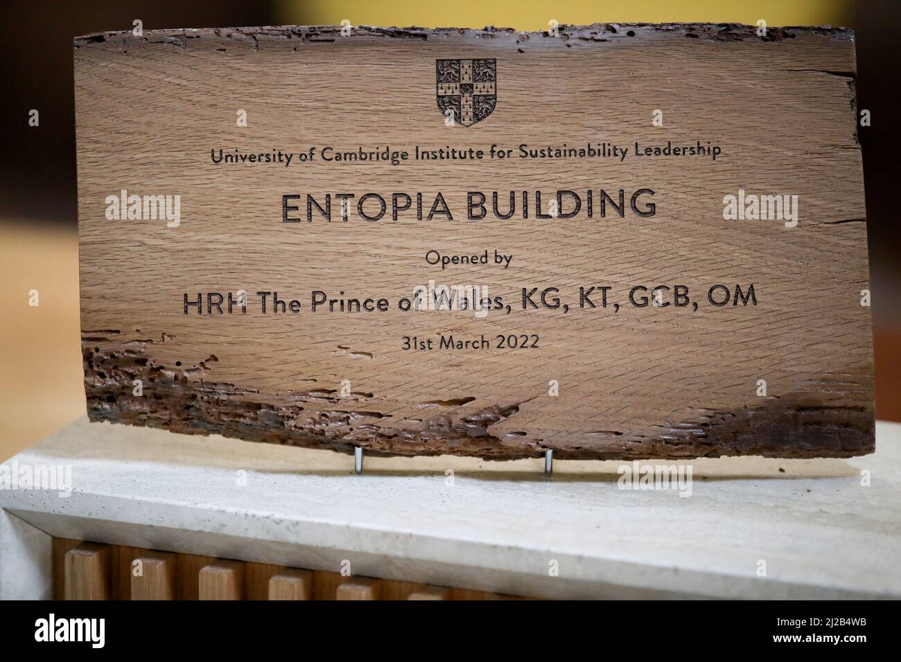 A wooden plaque unveiled by the Prince of Wales, Royal Founding Patron ...