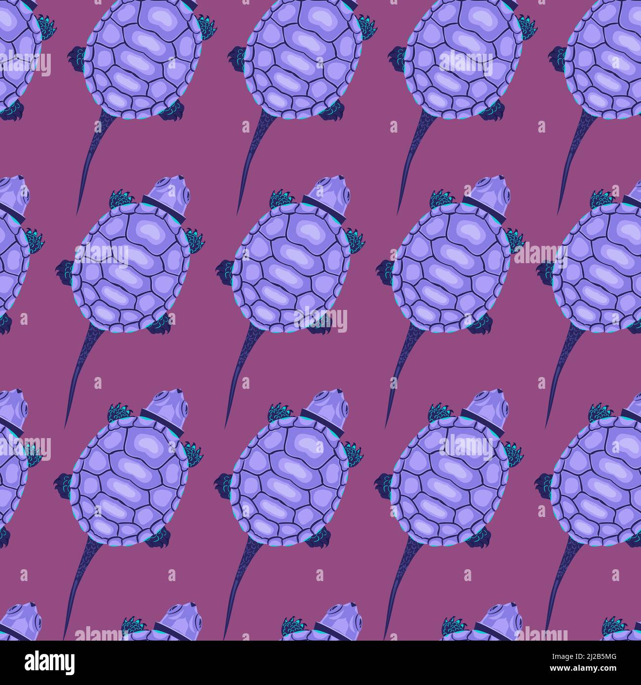 Seamless pattern with purple swamp turtles on a pink background Stock ...