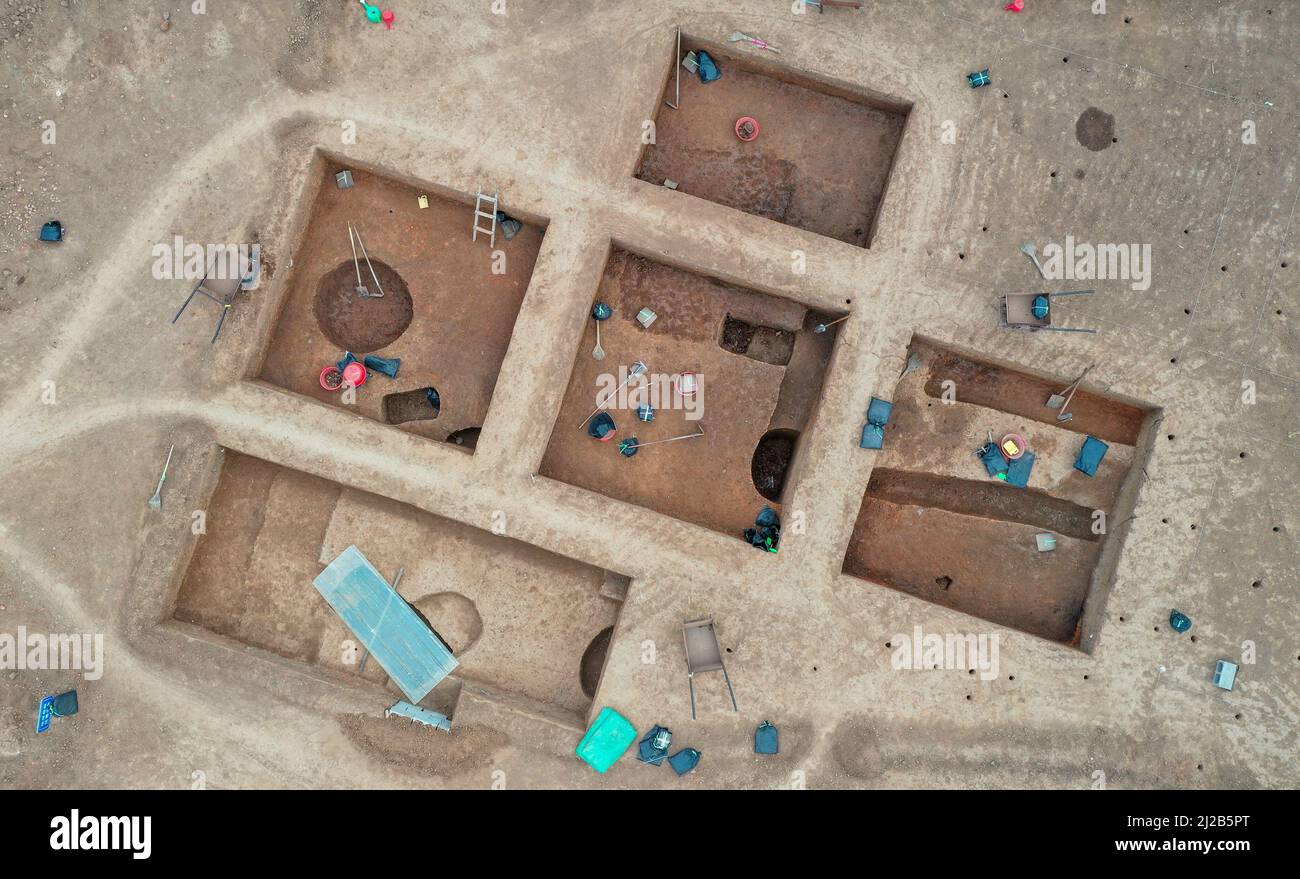 TENGZHOU, CHINA - MARCH 31, 2022 - An aerial photo taken on March 31 ...