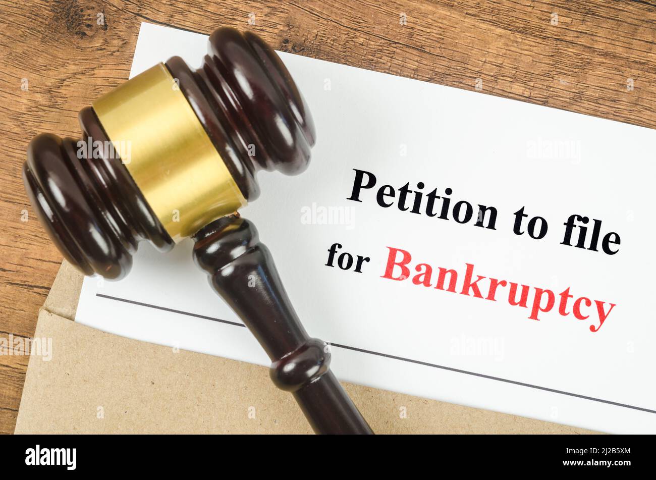 The Wooden Gavel and bankruptcy file documents. Law Concepts Stock ...