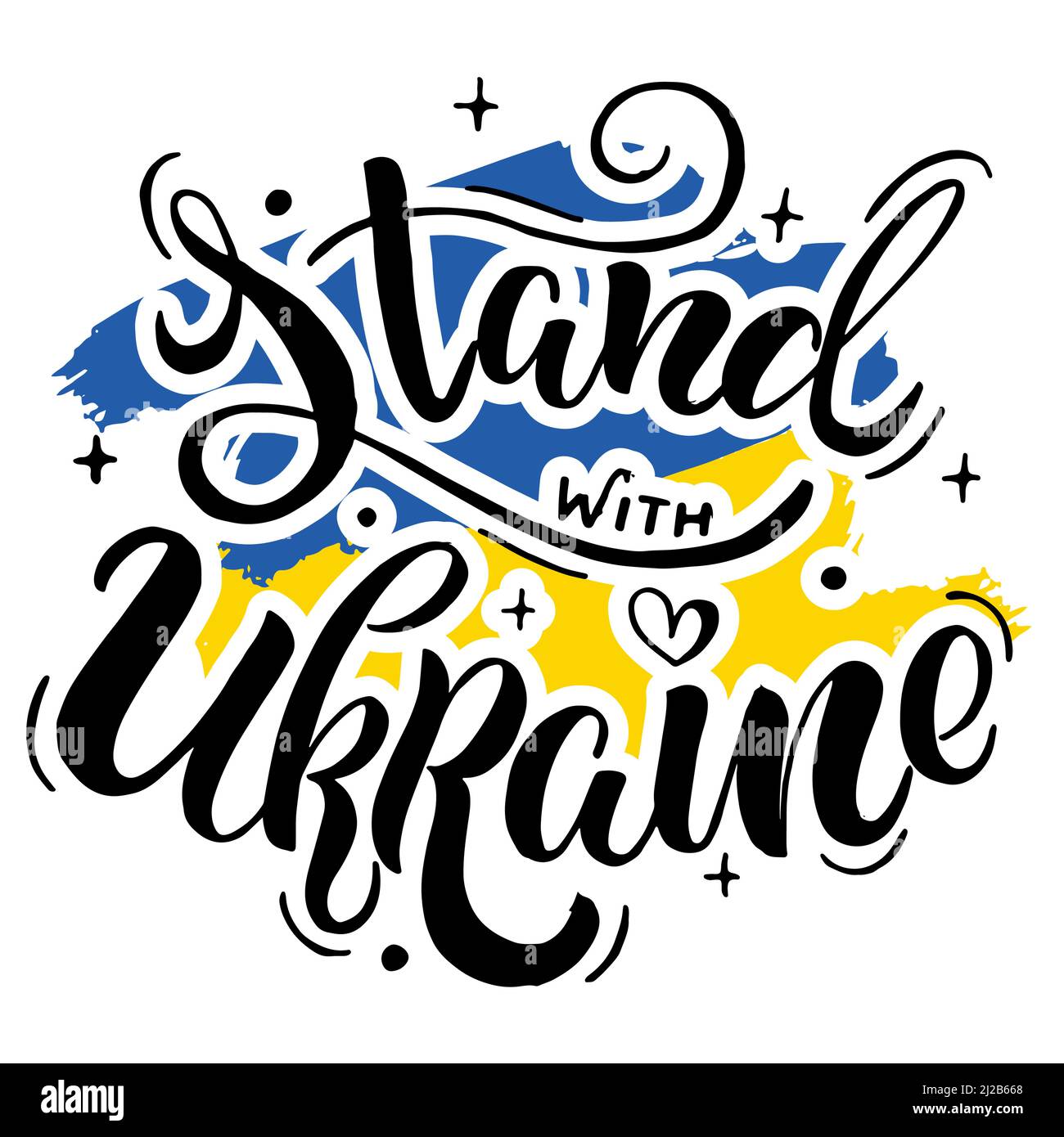 "Stand with Ukraine" lettering phrase on the background in the colors ...
