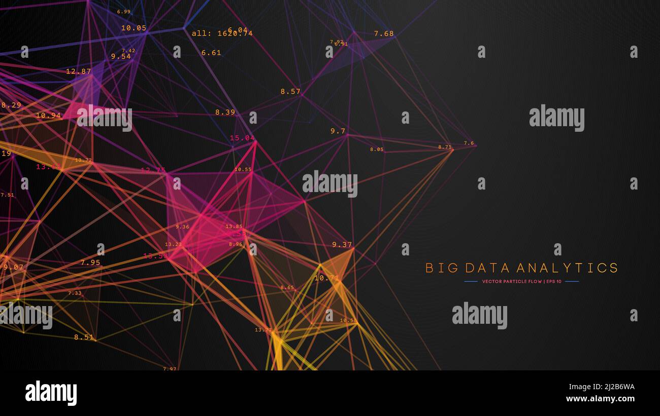 Big data technology background. Colorful low poly network connection ...