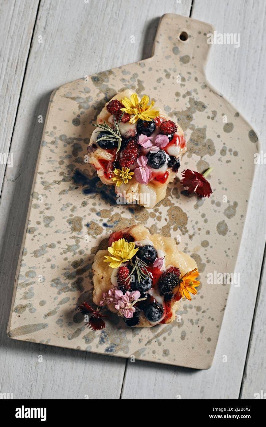 homemade Croissant Waffle or Croffle with mixberry Stock Photo - Alamy