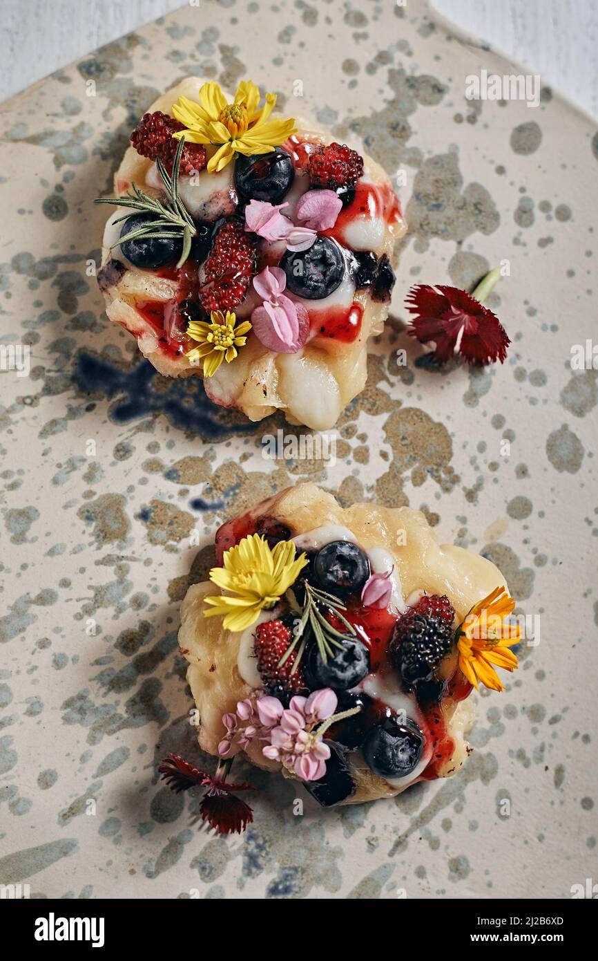 homemade Croissant Waffle or Croffle with mixberry Stock Photo - Alamy