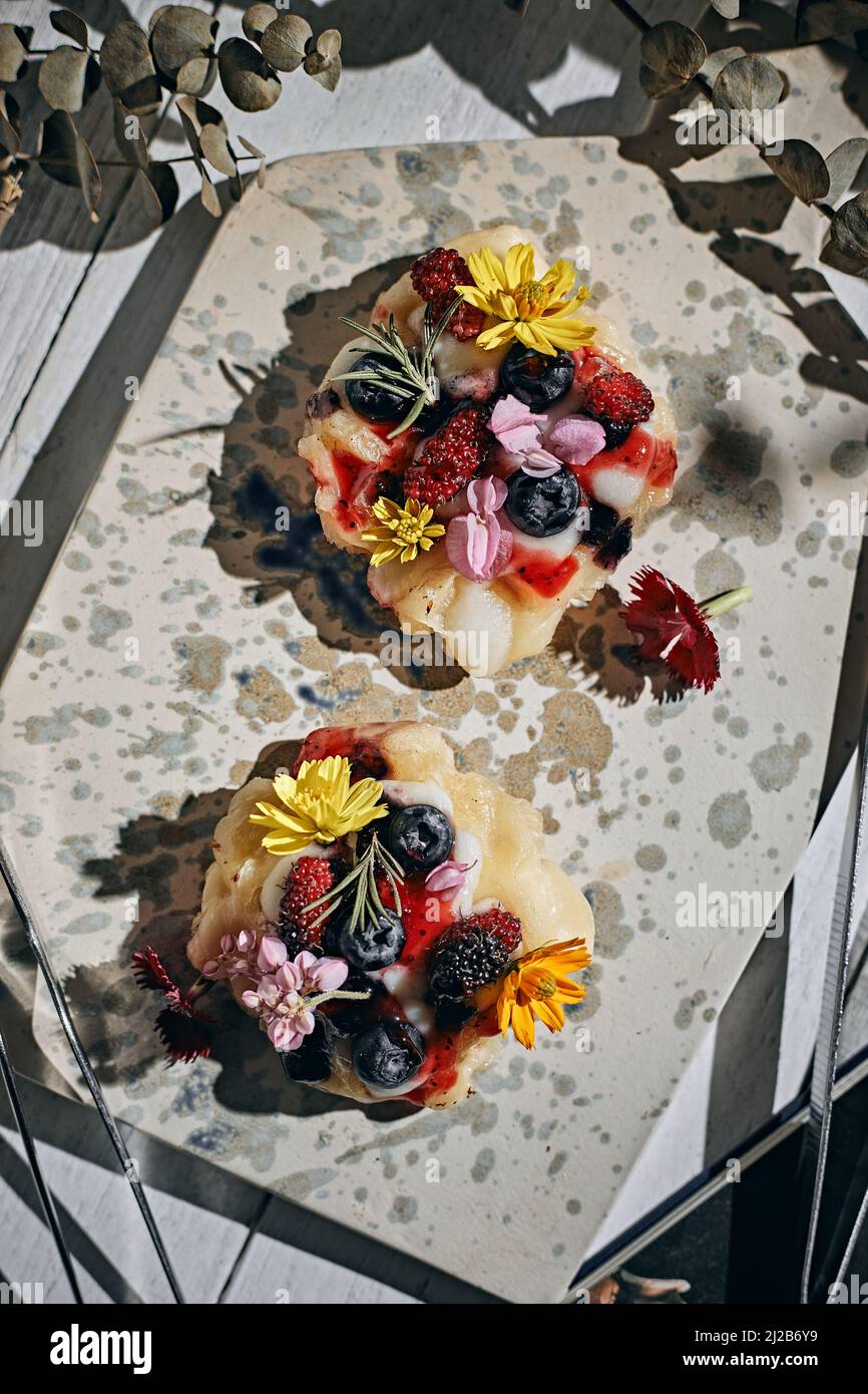 homemade Croissant Waffle or Croffle with mixberry Stock Photo - Alamy