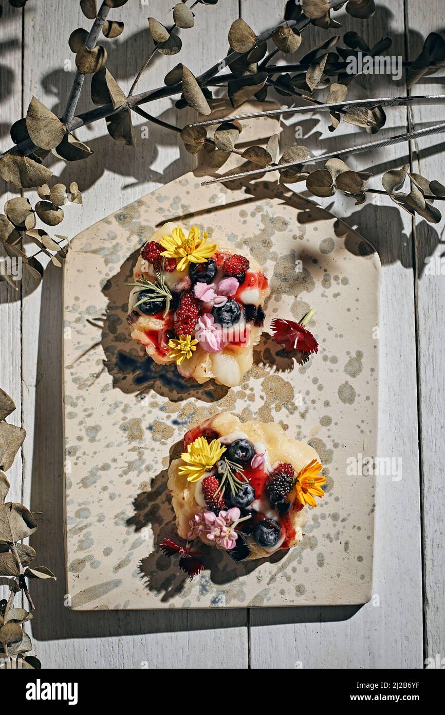 homemade Croissant Waffle or Croffle with mixberry Stock Photo - Alamy