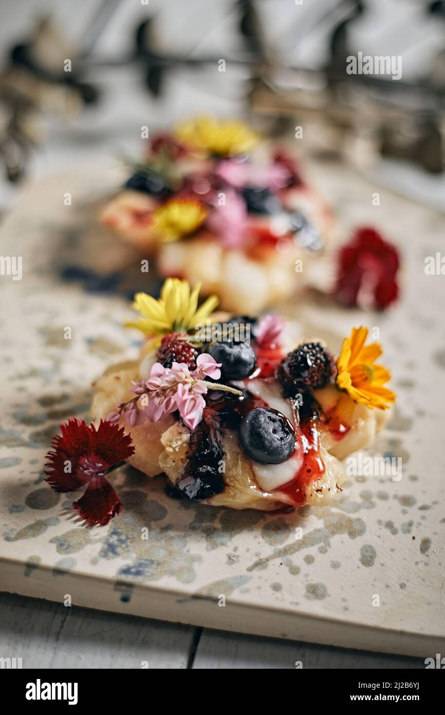 homemade Croissant Waffle or Croffle with mixberry Stock Photo - Alamy