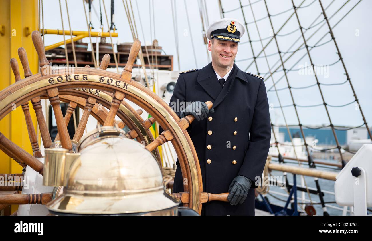 Kiel, Germany. 31st Mar, 2022. The new commander of the "Gorch Fock ...