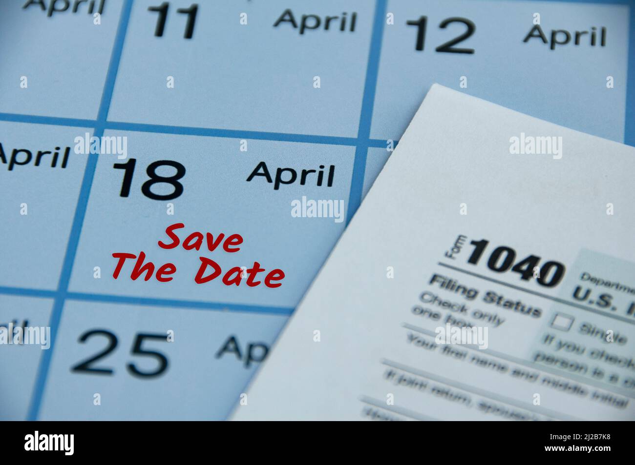 Save the date text on April calendar - Tax submission due date Stock ...