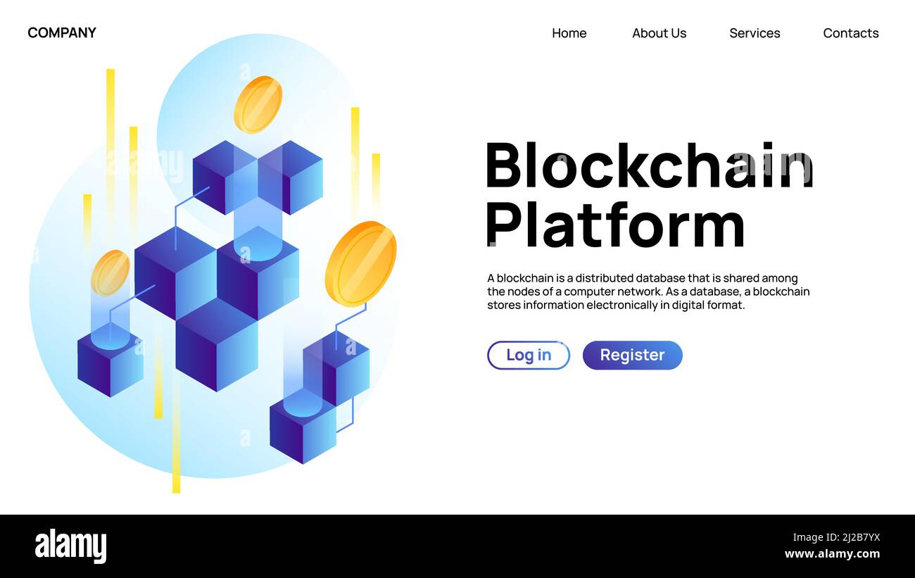 Blockchain Platform. Creative Landing Website Page. Vector illustration ...
