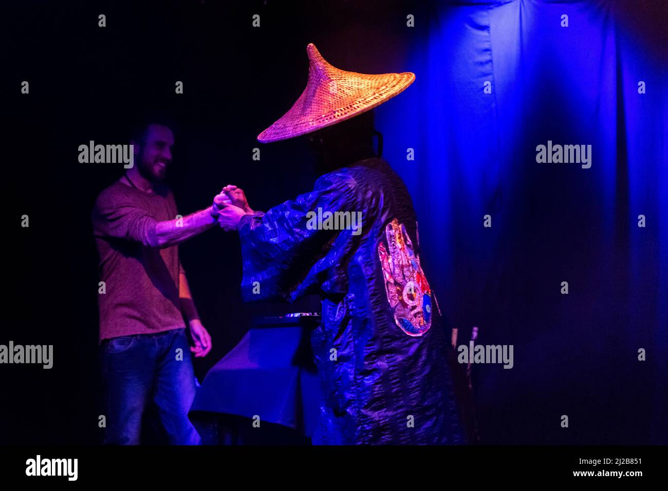 A beautiful shot of an African singer performing live in Slovakia with ...