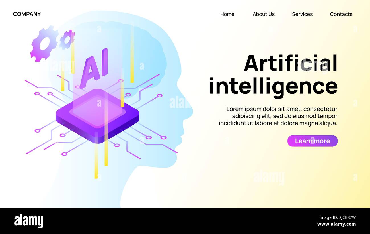 Artificial intelligence Banner. Creative Landing Website Page. Vector ...