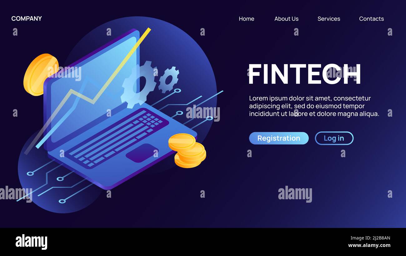 Fintech web Banner. Landing page. Vector illustration Stock Vector ...