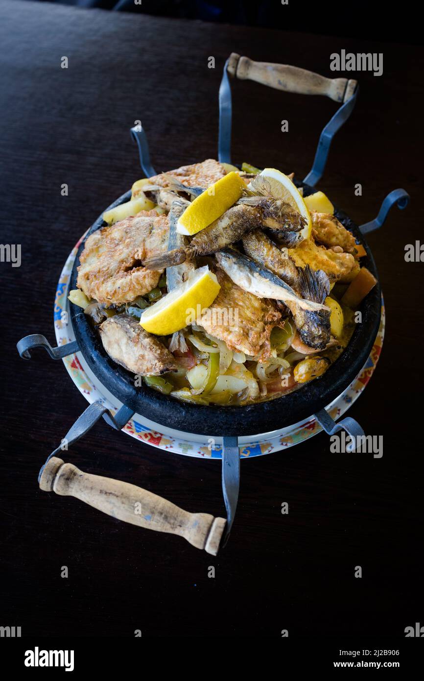 Delicious colorful local food in a restaurant. Traditional bulgarian ...