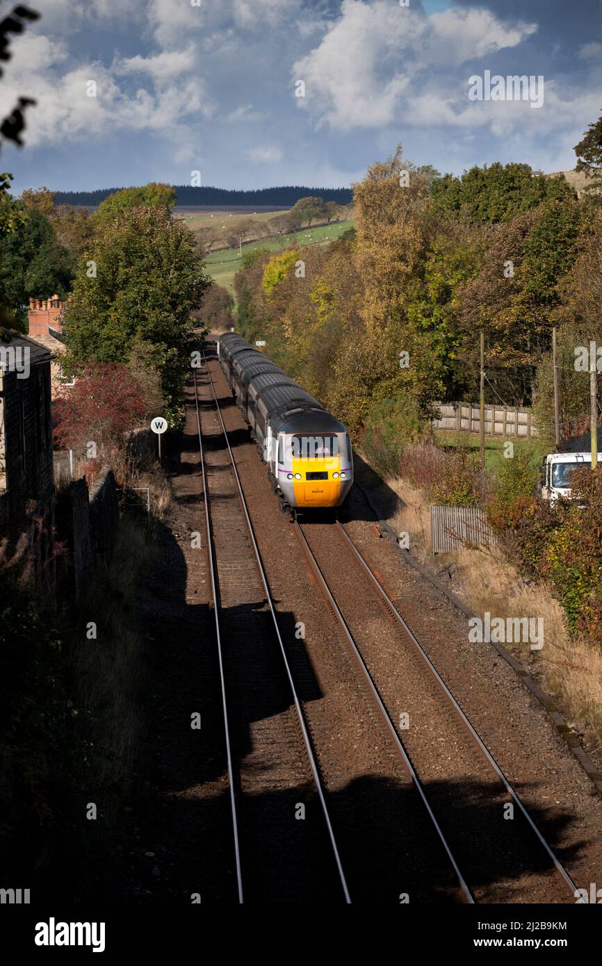 An East Coast Intercity 125 at Greenhead, on the Tyne valley railway ...